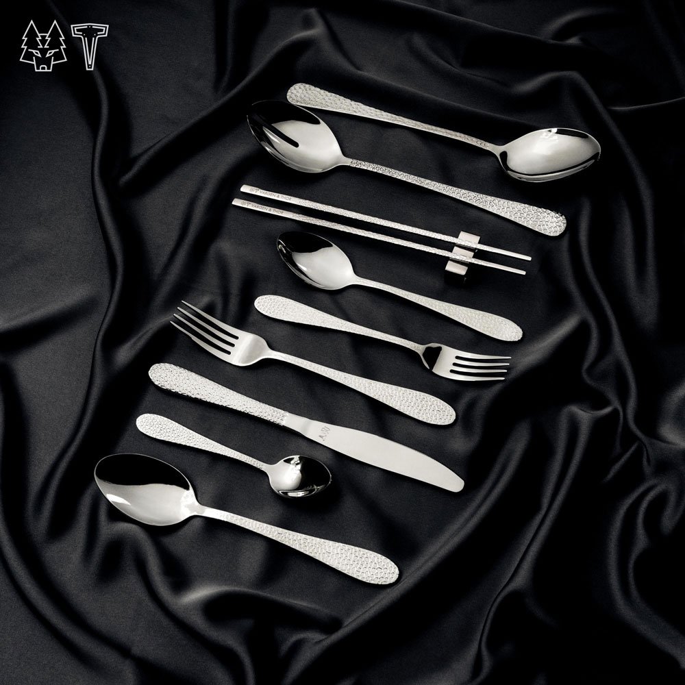 Bestick Frost Gråfot - Vargen & Thor - 16 Delar Silver