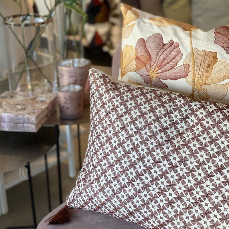 Kudde Linette Natur Rost Senap - 50x50 Inkl.Innerkudde Fjädrar